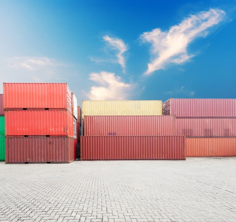 Stack of Cargo Containers at the Docks Stock Photo - Image of logistics ...