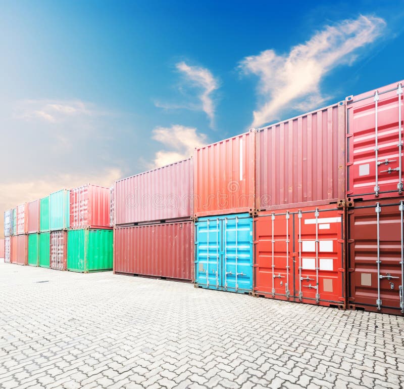 Stack of Cargo Containers at the Docks Stock Image - Image of ...