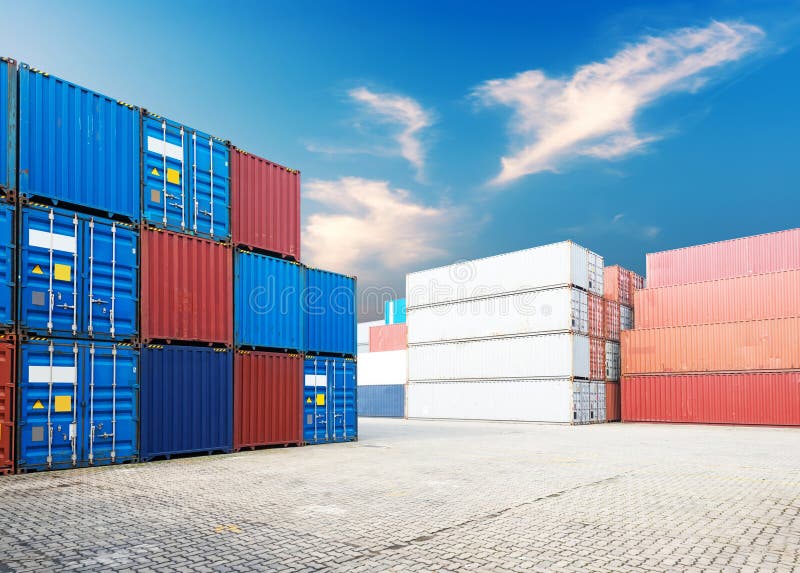 Stack of Cargo Containers at the Docks Stock Photo - Image of ...