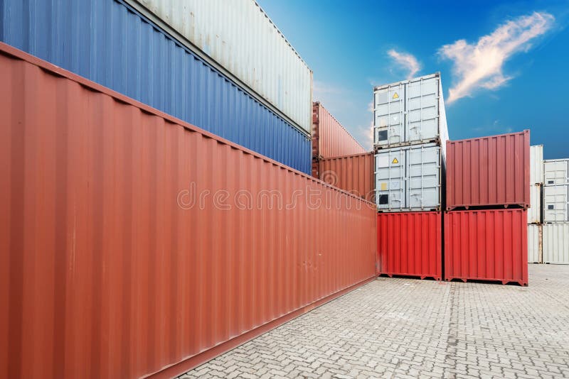 Stack of Cargo Containers at the Docks Stock Image - Image of heavy ...