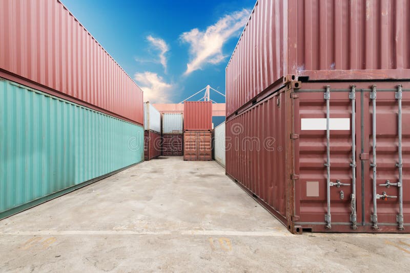 Stack of Cargo Containers at the Docks Stock Photo - Image of equipment ...