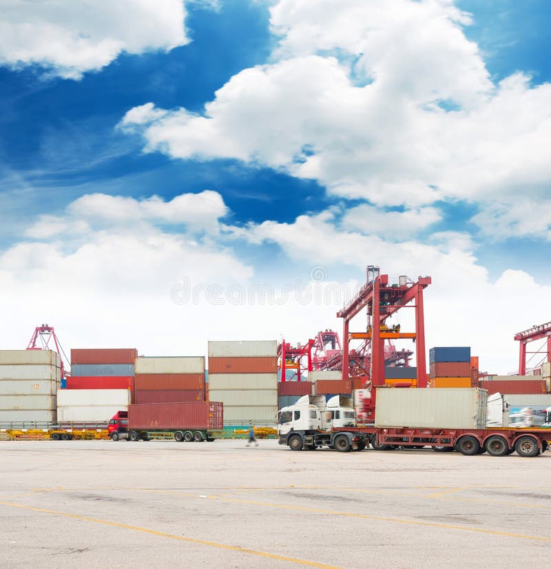 Stack of Cargo Containers at the Docks Stock Photo - Image of goods ...