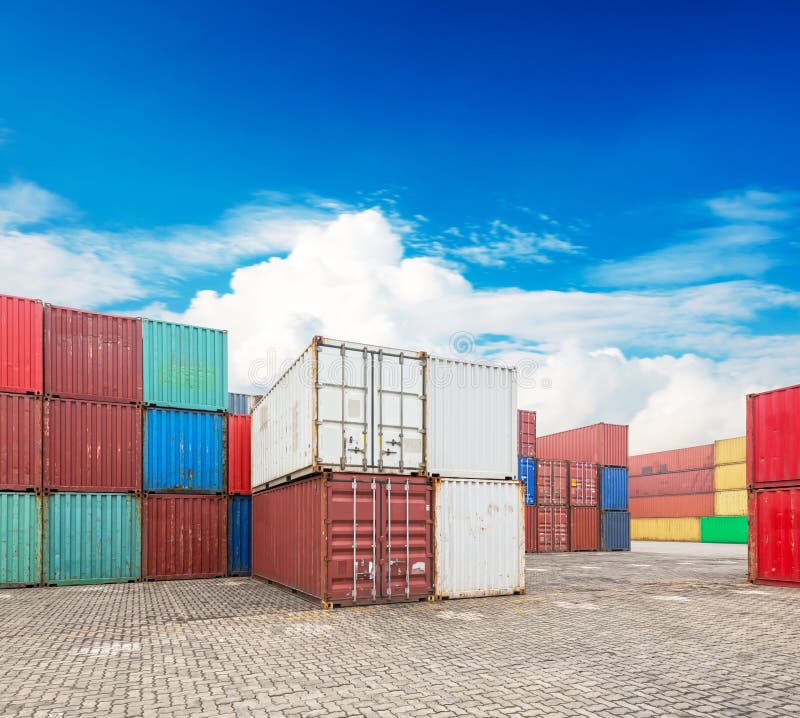 Stack of Cargo Containers at the Docks Stock Image - Image of orange ...