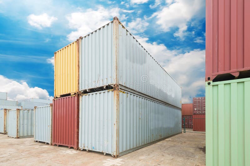 Stack of Cargo Containers at the Docks Stock Photo - Image of nautical ...