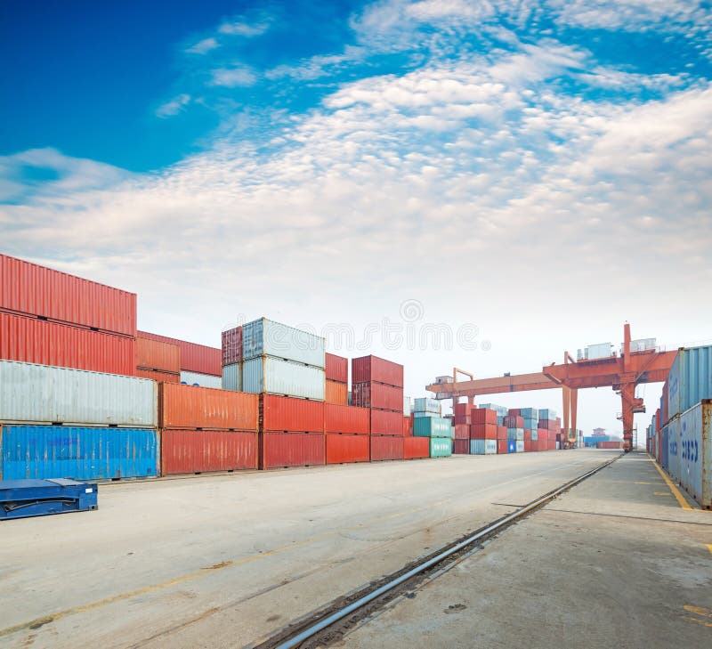Stack of Cargo Containers at the Docks Stock Image - Image of goods ...