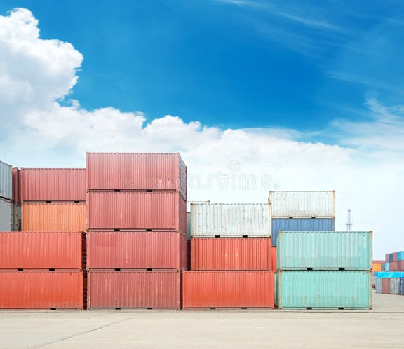 Stack of Cargo Containers at the Docks Stock Photo - Image of crate ...