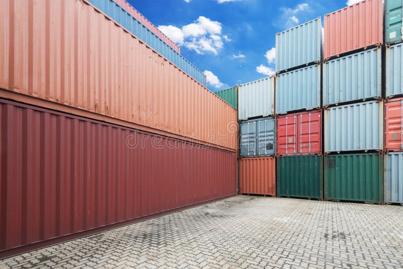 Stack of Cargo Containers at the Docks Stock Photo - Image of industry ...