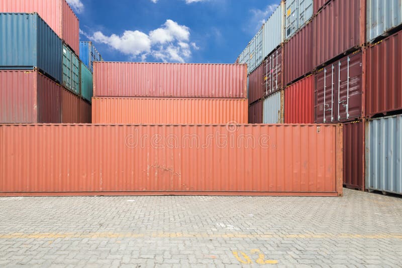 Stack of Cargo Containers at the Docks Stock Photo - Image of delivery ...