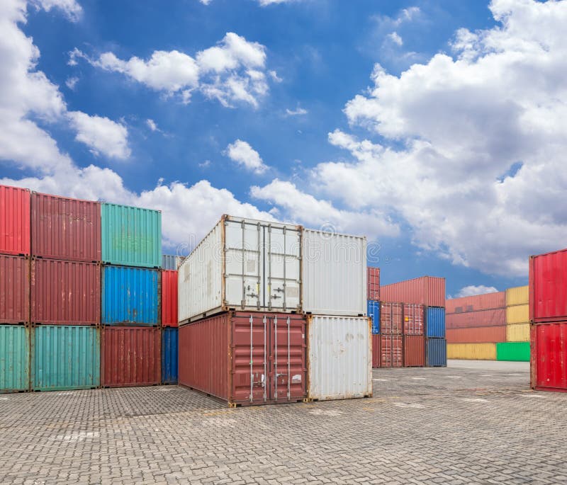 Stack of Cargo Containers at the Docks Stock Image - Image of nautical ...