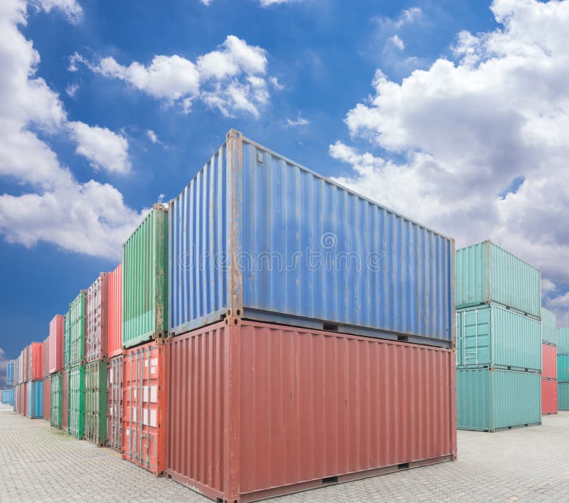 Stack of Cargo Containers at the Docks Stock Image - Image of objects ...