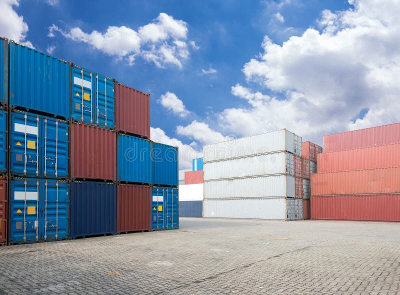 Stack of Cargo Containers at the Docks Stock Image - Image of goods ...