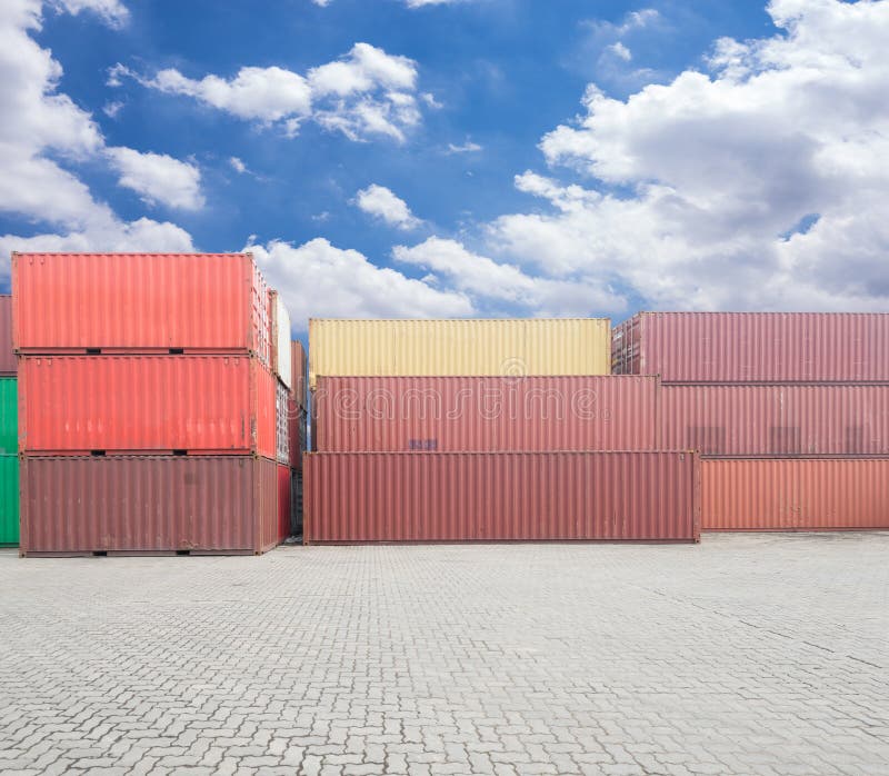 Stack of Cargo Containers at the Docks Stock Image - Image of crate ...