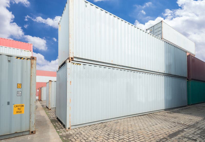 Stack of Cargo Containers at the Docks Stock Image - Image of ...