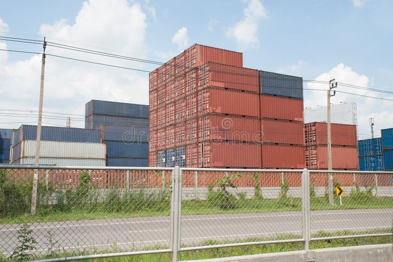 Stack of Cargo Containers. stock photo. Image of intermodal - 79281522