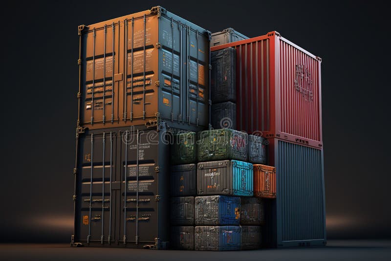 Stack of Cargo Containers. Generative AI Stock Illustration ...