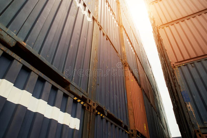 Stack of Cargo Containers at Import and Export Area at Port. Stock ...
