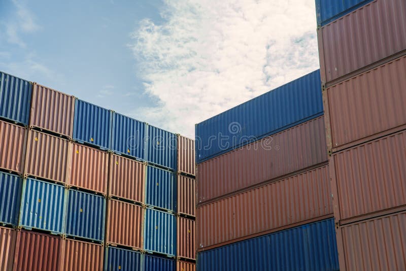 Stack of Cargo Containers at Import and Export Area at Port. Stock ...