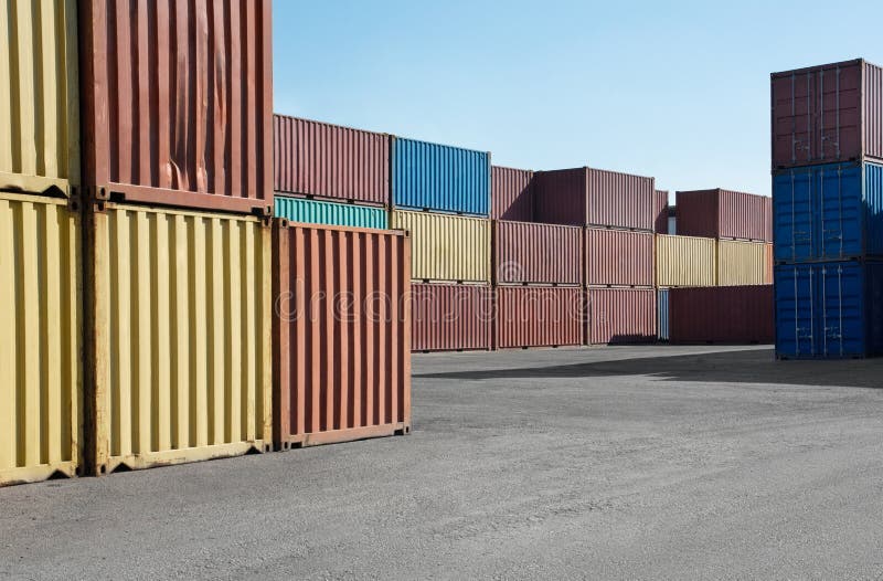 Stack of Cargo Containers at Port Stock Photo - Image of global ...