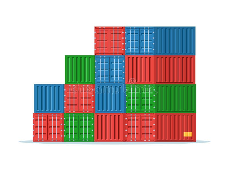 Stack of cargo containers stock vector. Illustration of logistic ...