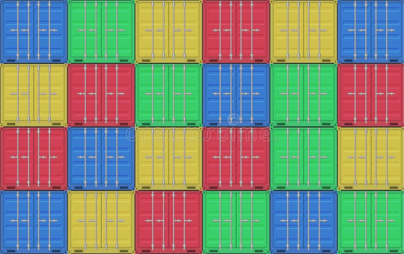 Stack of Cargo Ship Containers , Stock Illustration - Illustration of ...
