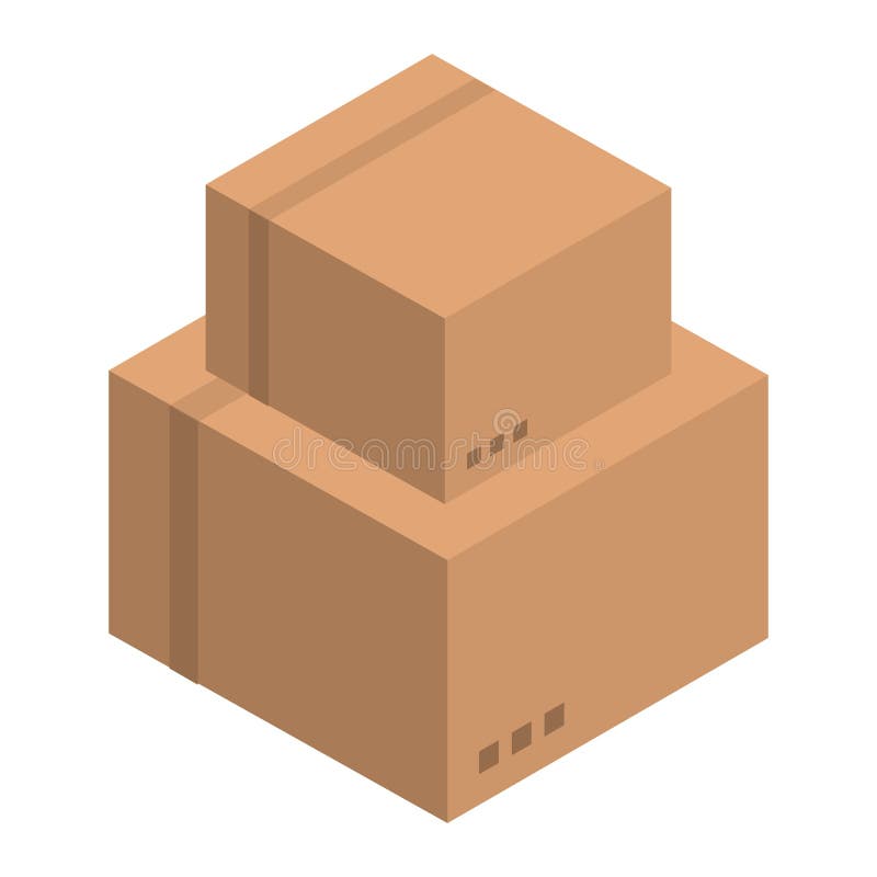 Stack of Carton Box Icon, Isometric Style Stock Vector - Illustration ...