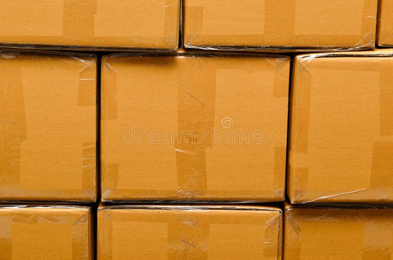 Stack of Carton Boxes Package Stock Image - Image of background ...