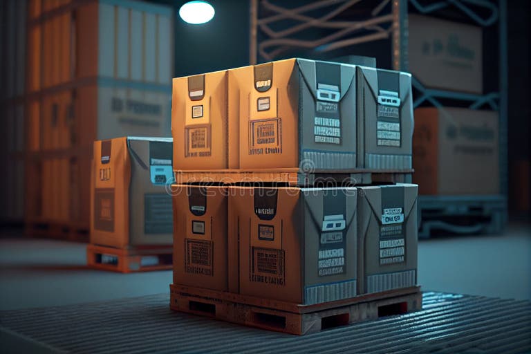 Stack of Carton Boxes Package on Pallet Stock Illustration ...