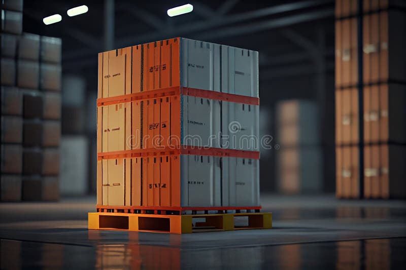 Stack of Carton Boxes Package on Pallet Stock Illustration ...