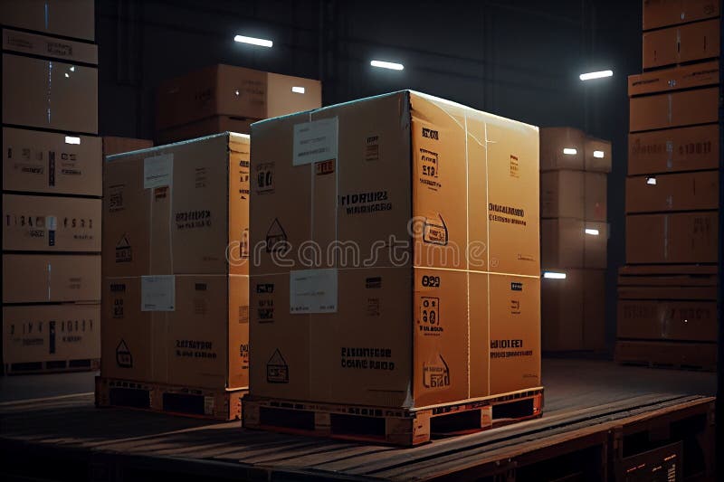 Stack of Carton Boxes Package on Pallet Stock Illustration ...