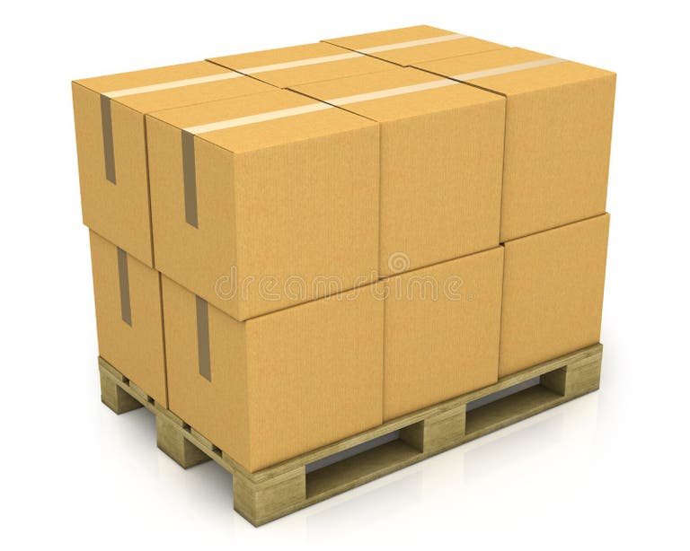 Stack of Carton Boxes on a Pallet Stock Image - Image of crate, cargo ...