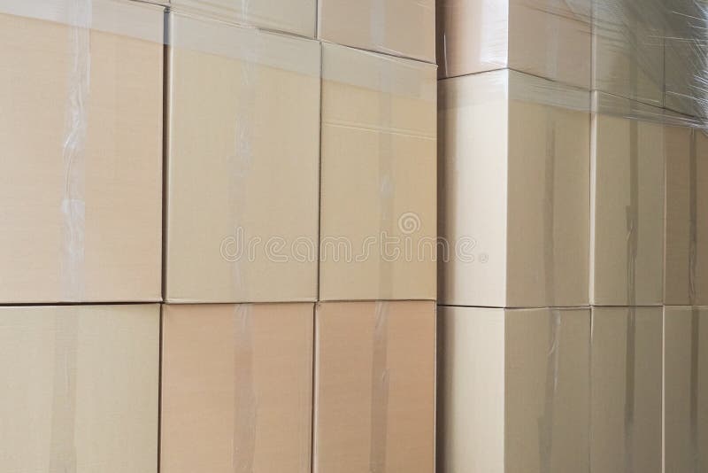 Stack of Carton Boxes on Pallet Ready for Transport. Stock Image ...