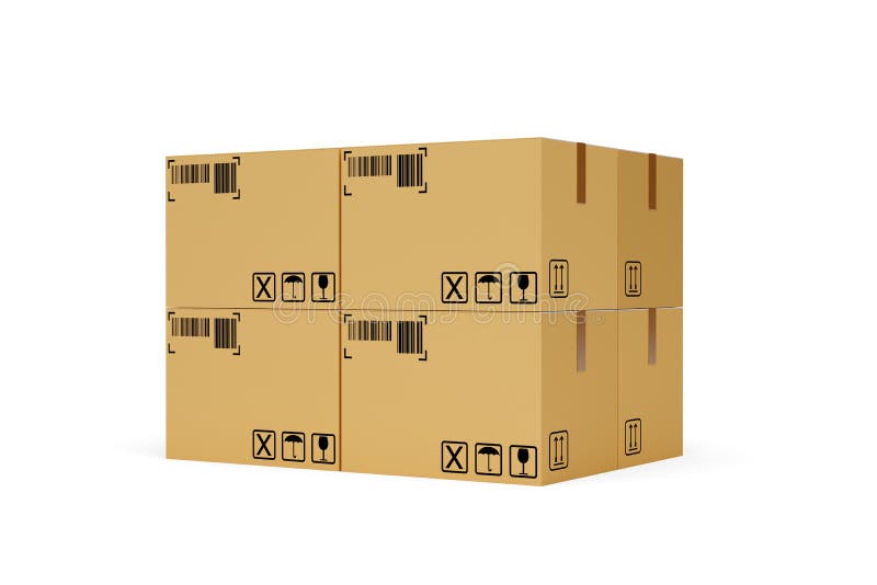 3d stack to carton boxes stock illustration. Illustration of cargo ...