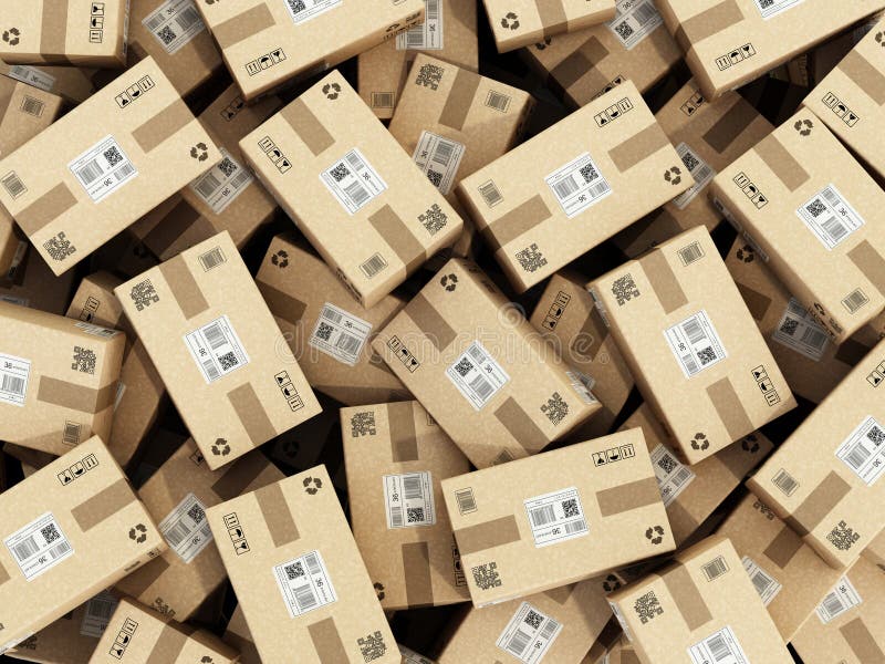 Parcel Box or Cardboard Box Floats in the Air on the Front and Back of ...