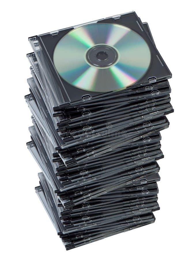 Stack of CD Discs in Box Isolated. Stock Photo - Image of heap, white ...