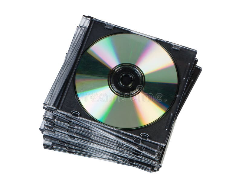 Stack of CD Discs in Box Isolated. Stock Photo - Image of heap, white ...