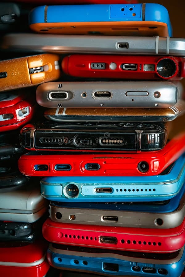 A Stack of Cell Phones Stacked on Top of Each Other. Generative AI ...