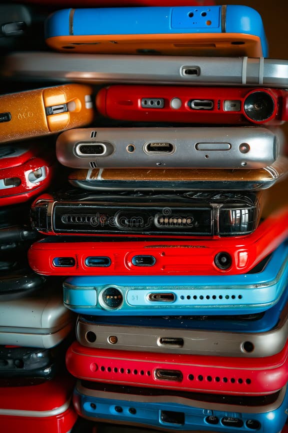 A Stack of Cell Phones Stacked on Top of Each Other. Generative AI ...