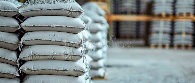 Stack of Cement Bags in a Warehouse. Generative Ai Stock Illustration ...
