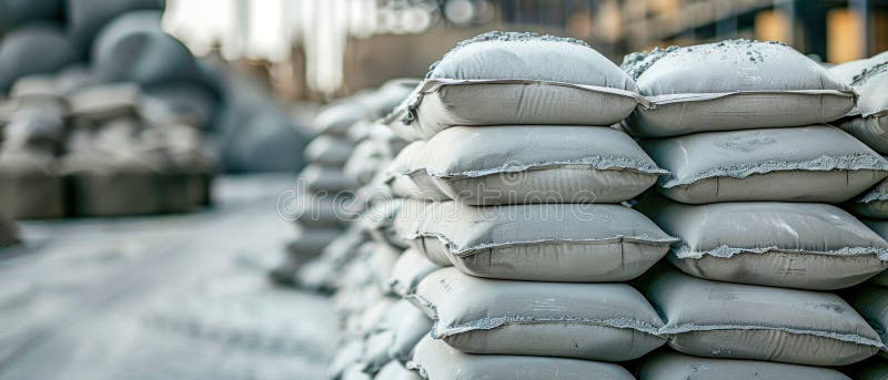 Stack of Cement Bags in a Warehouse. Generative Ai Stock Illustration ...