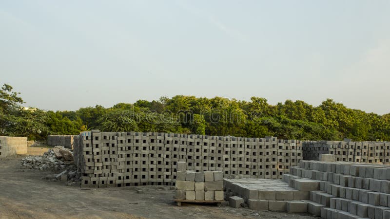 Stack of Cement Blocks or Concrete Bricks.Cement Masonry Units Stock in ...