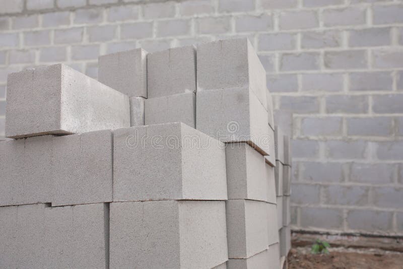 Stack of Cement Blocks at the Construction Site Stock Image - Image of ...