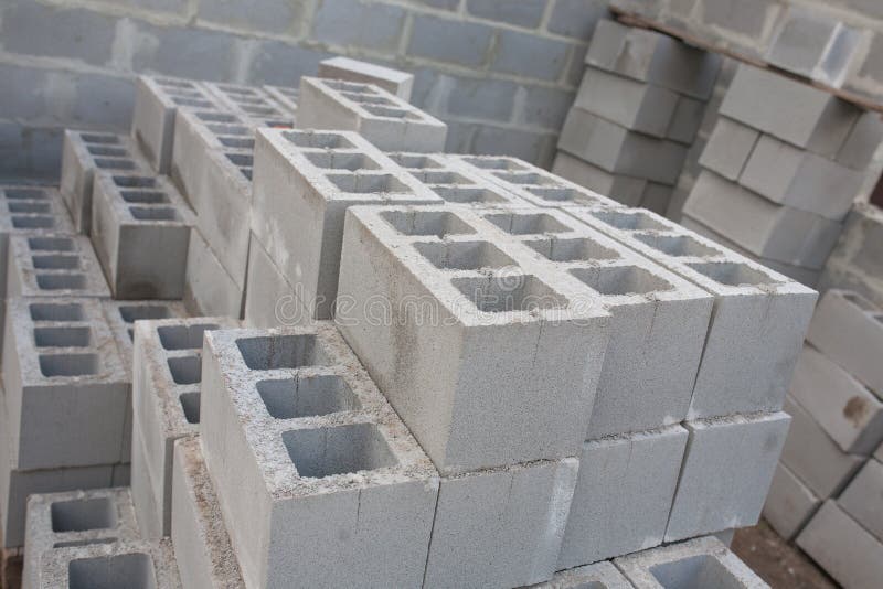 Stack of Cement Blocks at the Construction Site. Stock Photo - Image of ...