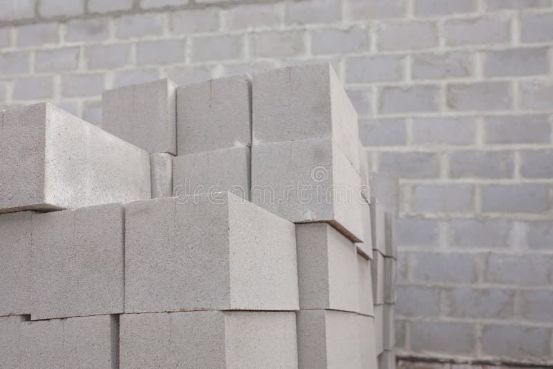 Stack of Cement Blocks at the Construction Site Stock Image - Image of ...