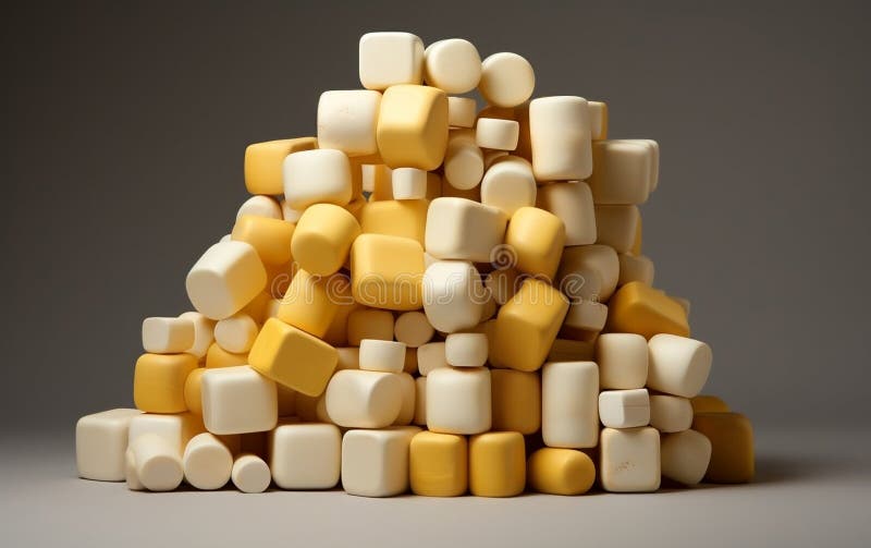 A Stack of Ceramic Beads in Shades of Yellow and Tan.ai Stock ...