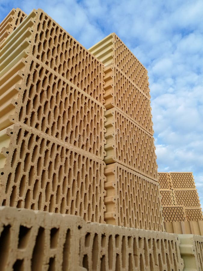 Stack of Ceramic Building Blocks Close Up Stock Photo - Image of site ...
