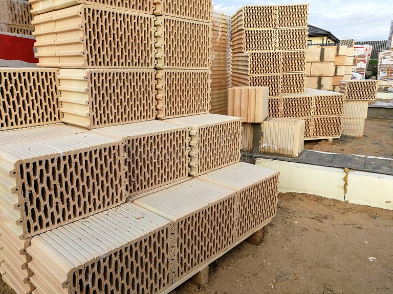 Stack of Ceramic Building Blocks Close Up Stock Image - Image of dark ...