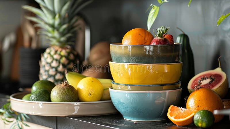 A Stack of Ceramic Fruit Bowls Showcasing a Variety of Shapes and ...
