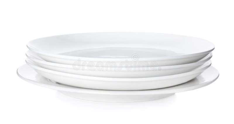 Stack of Ceramic Plates Isolated on White Stock Photo - Image of ...