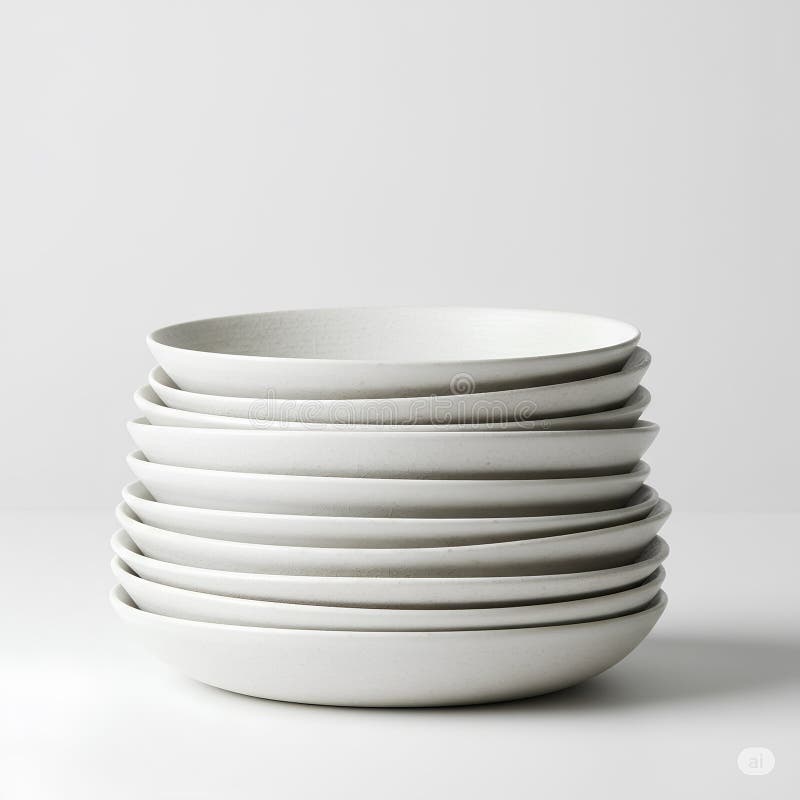 Stack of Ceramic Plates Mockup, Top View, Isolated on White. Tableware ...