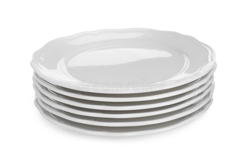 Stack of Ceramic Plates on White Background Stock Photo - Image of cook ...